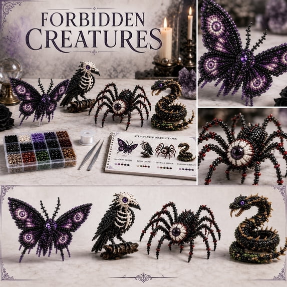 3D DIY Beaded Creature Kit, Gothic Animal Beading Set with Step-by-Step ...