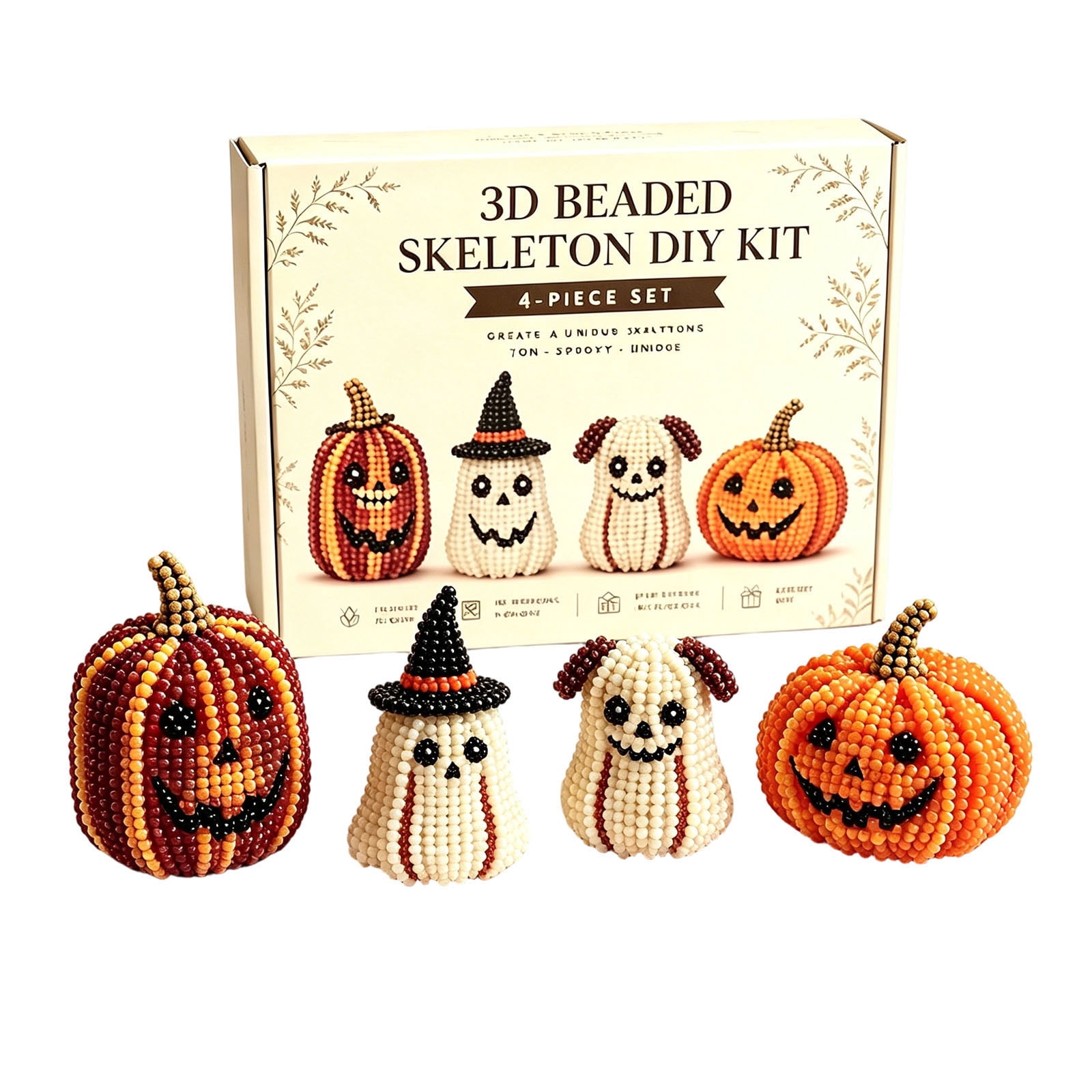 3D DIY Beading Halloween Ghost Craft Kit, Handmade Beaded Art Set ...