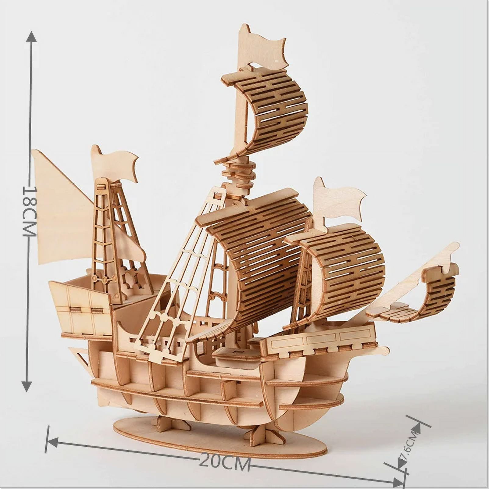 3D DIY Classic Boat Puzzles Toys Assembly Building Blocks Wood Kits for ...