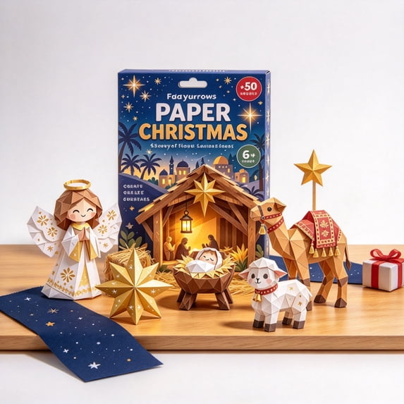 3D DIY Paper Christmas Village Kit,Christmas DIY Origami Craft Kit,Fold ...