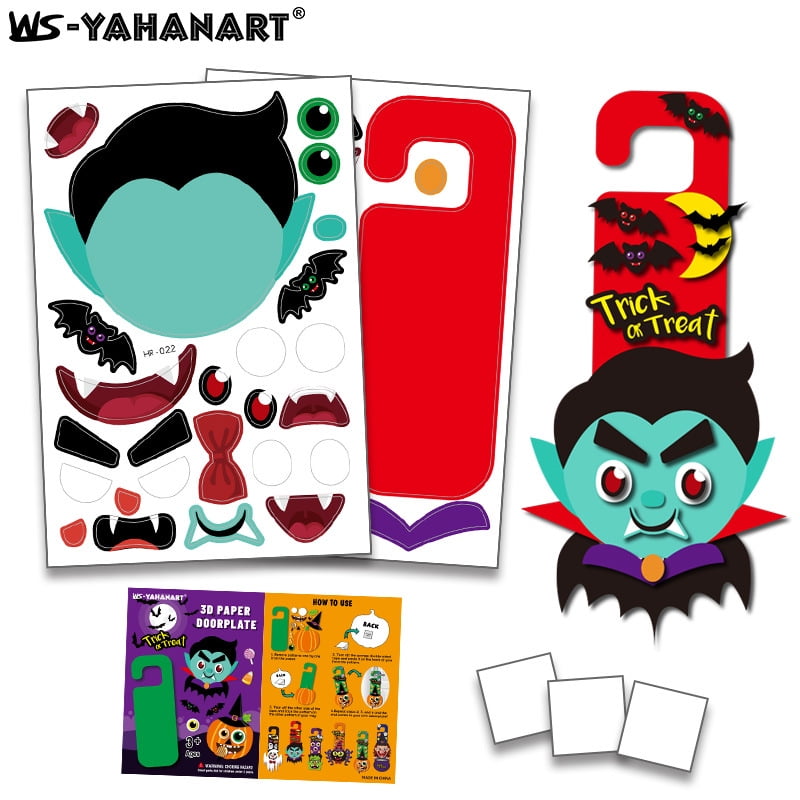 3D DIY Vampire Halloween Door Decor Set, Lovely Halloween Figure Models ...
