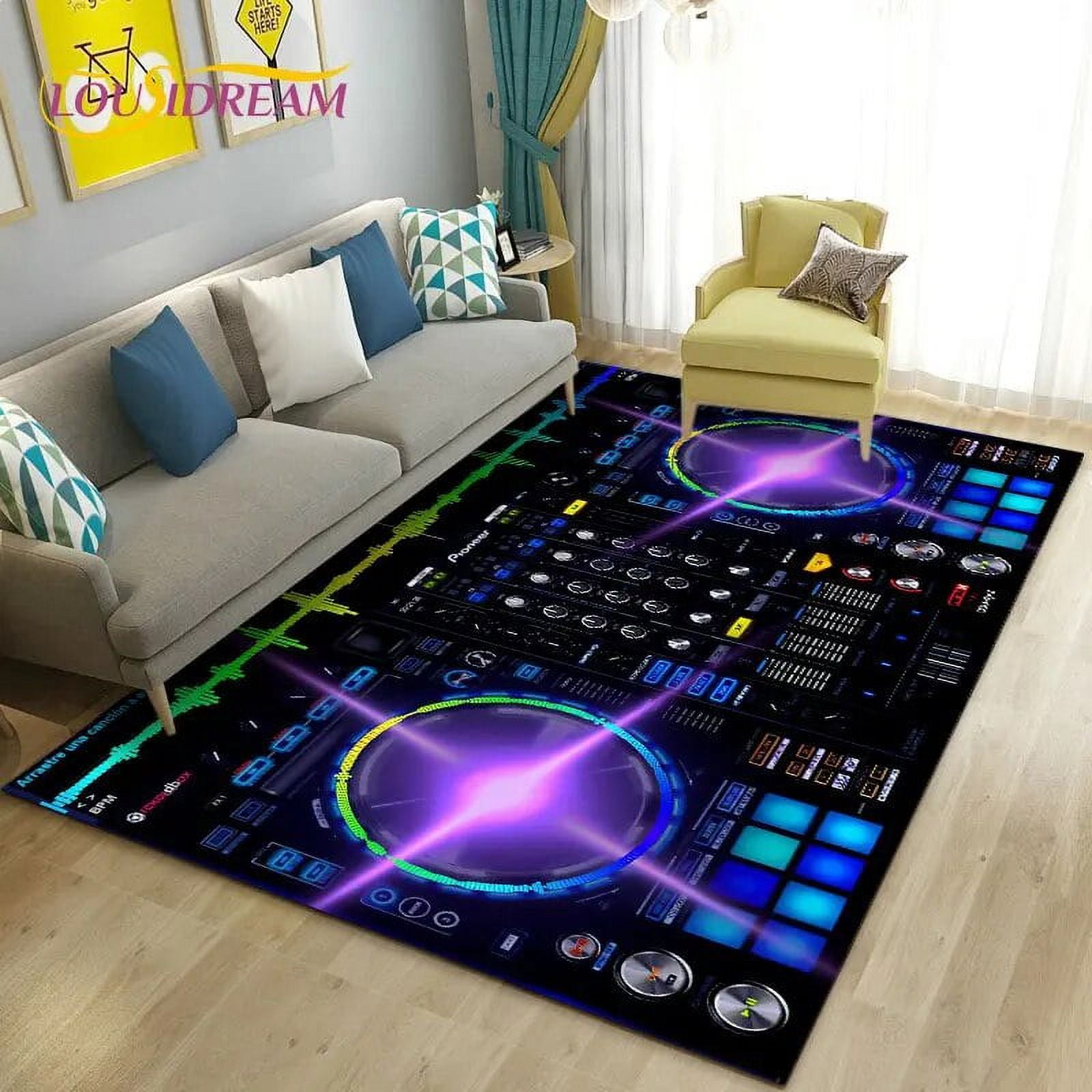 3D DJ Music Screen Keyboard Area Rug Carpet Rug for Living Room Bedroom ...