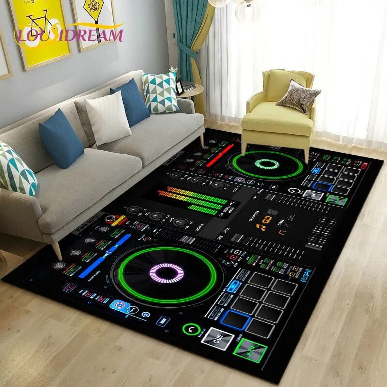 3D DJ Music Screen Keyboard Area Rug Carpet Rug for Living Room Bedroom ...