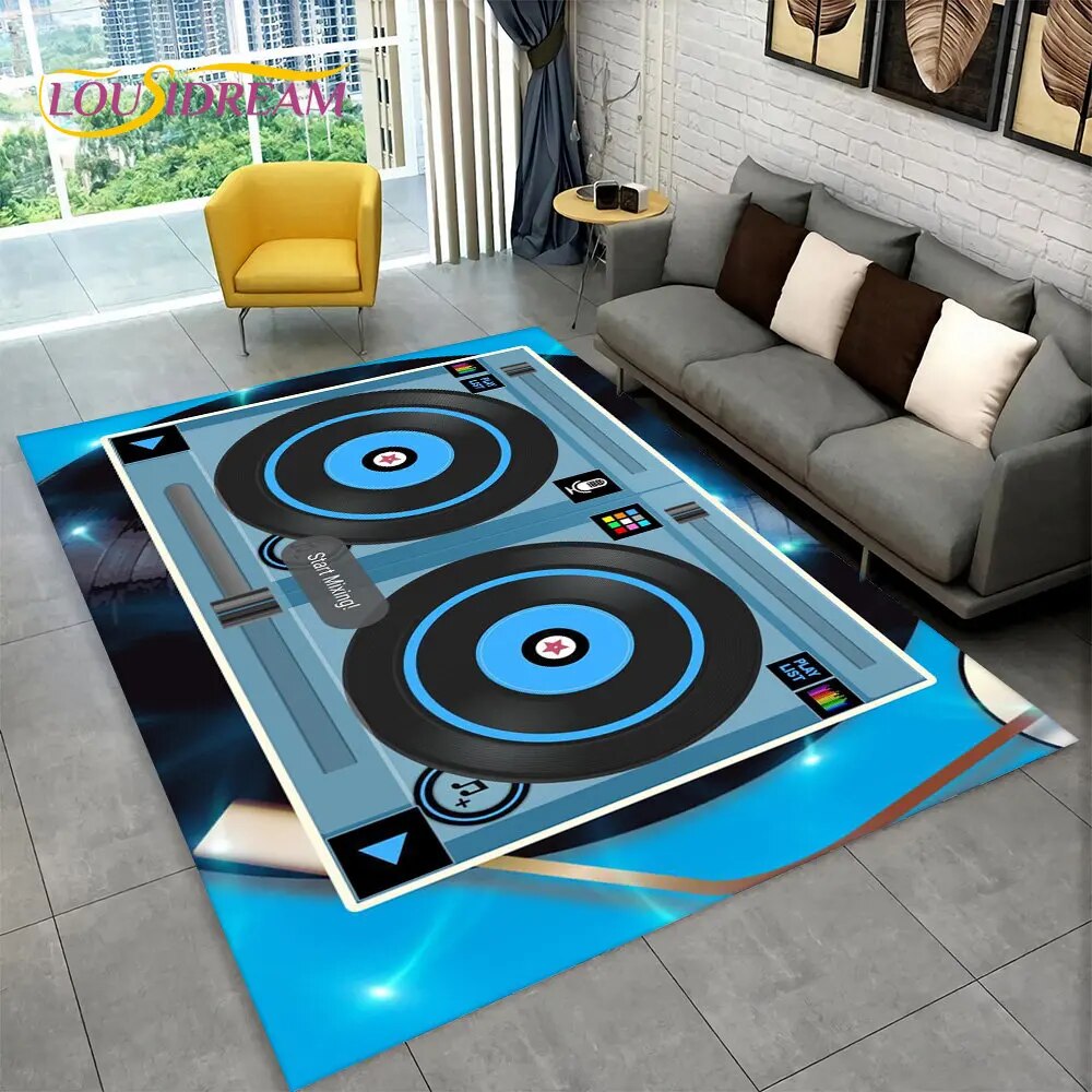 3D DJ Music Screen Keyboard Area Rug Carpet Rug for Living Room Bedroom ...