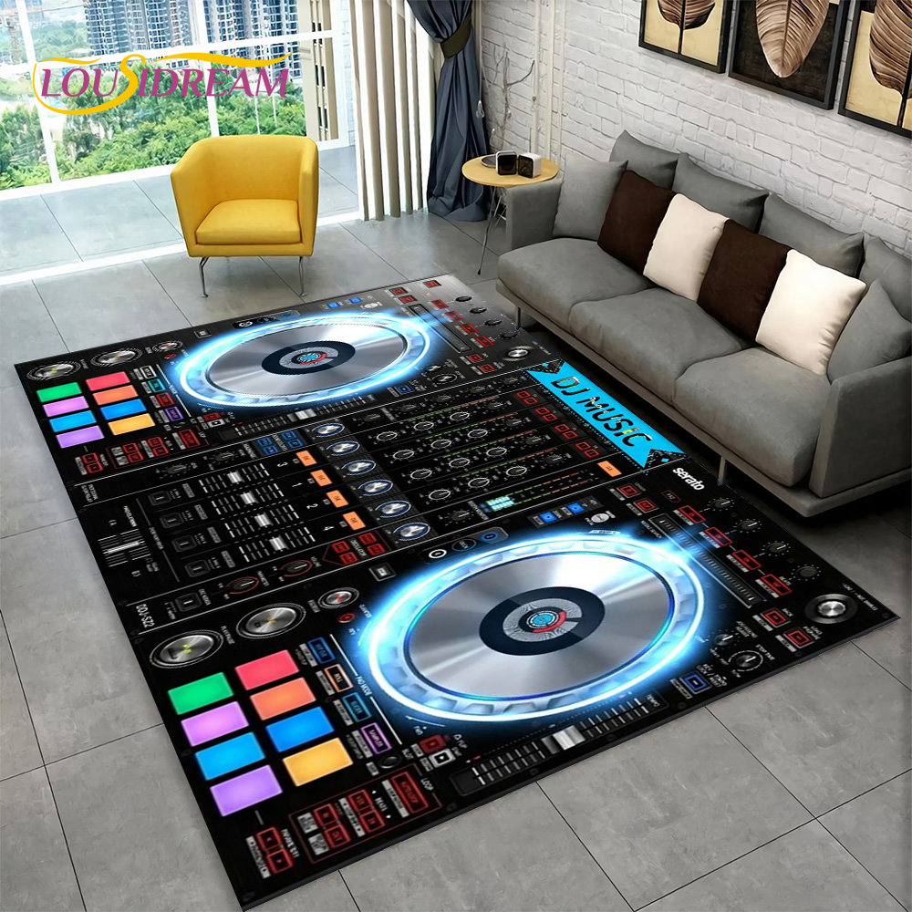 3D DJ Music Screen Keyboard Area Rug Carpet Rug for Living Room Bedroom ...