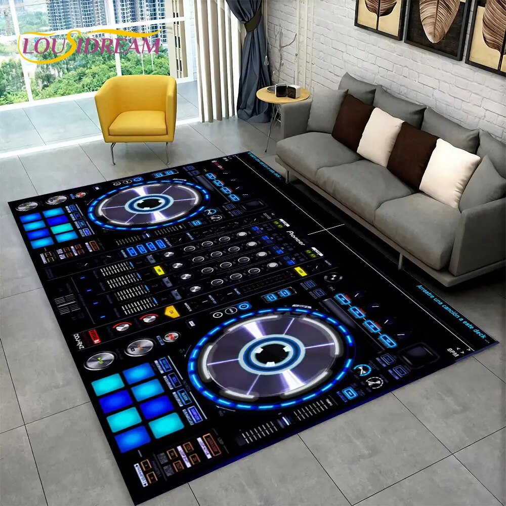 3D DJ Music Screen Keyboard Area Rug Carpet Rug for Living Room Bedroom ...