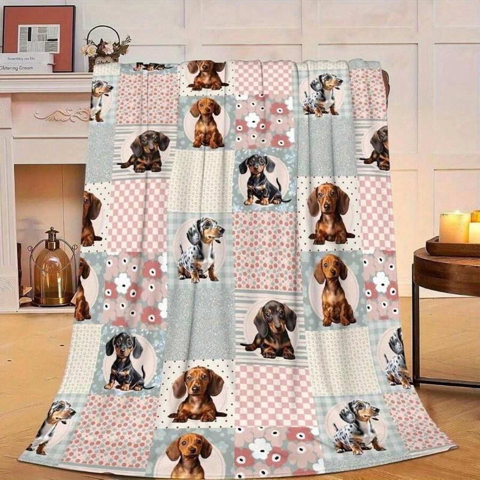3D Dachshund Print Flannel Blanket - Soft, Lightweight & Machine ...