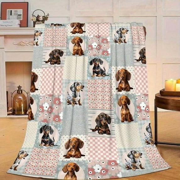 3D Dachshund Print Flannel Blanket - Soft, Lightweight & Machine ...
