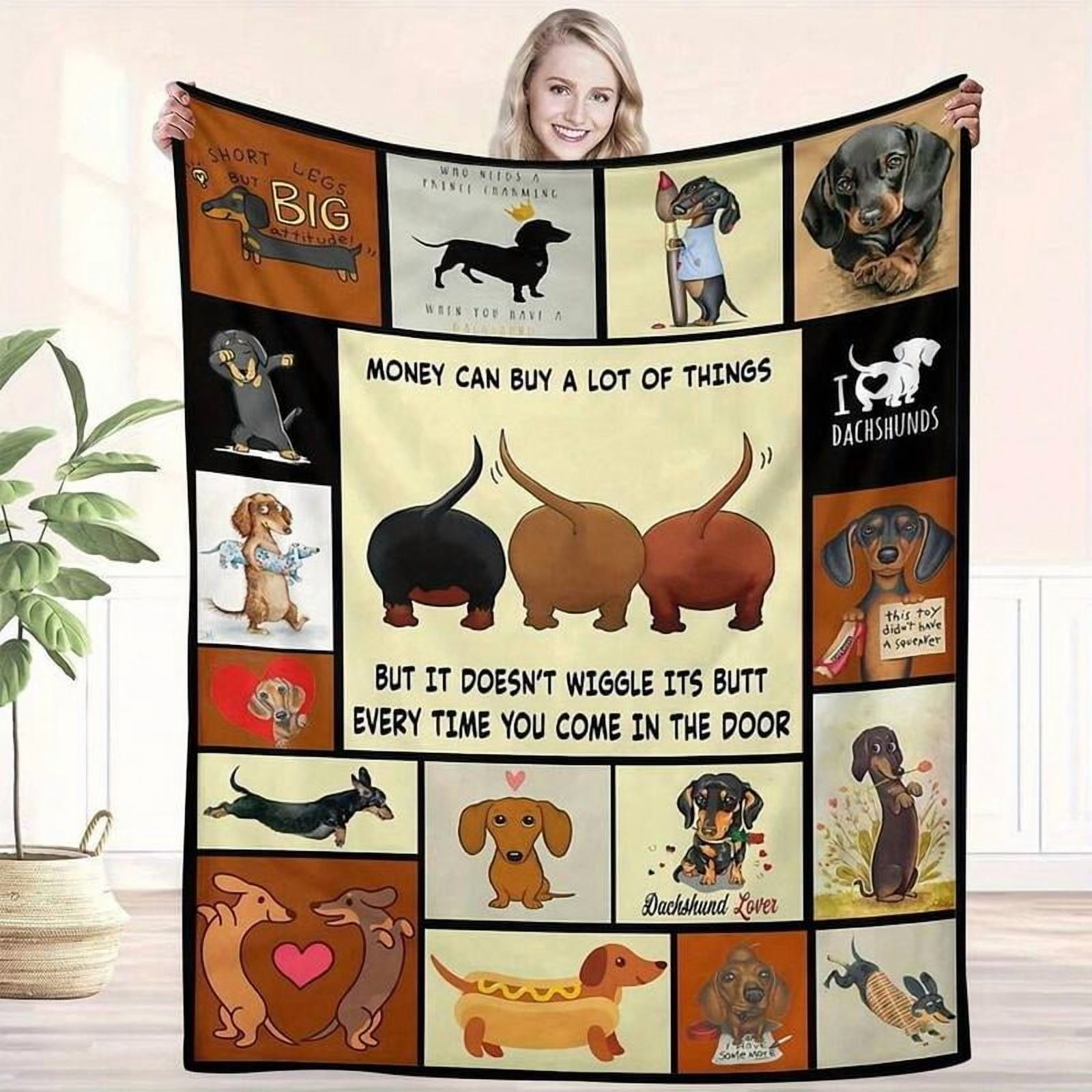 3D Dachshund Print Flannel Blanket - Soft, Lightweight & Machine ...