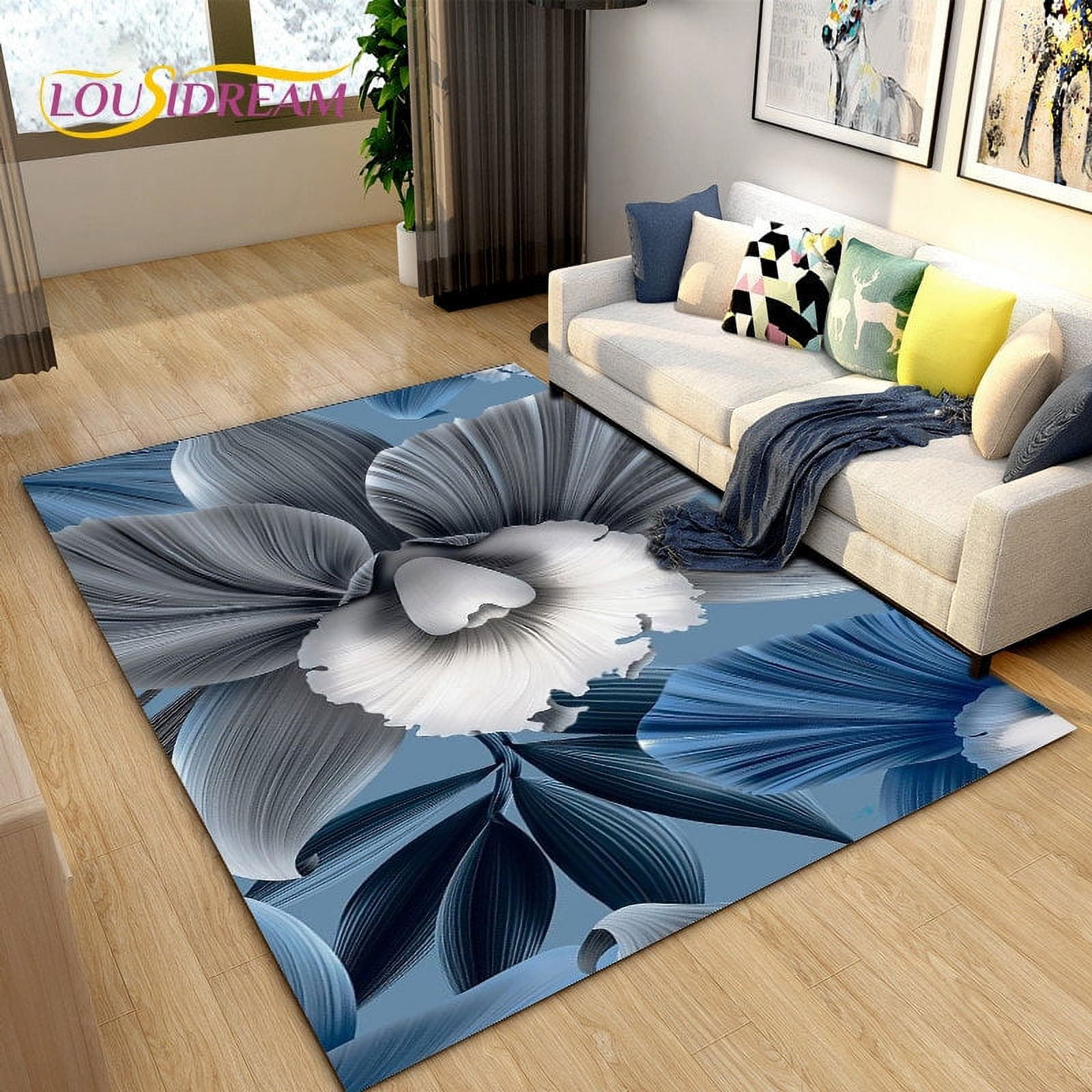 3D Daisy Flower Pattern Area Rug Carpet Rug for Living Room Bedroom ...