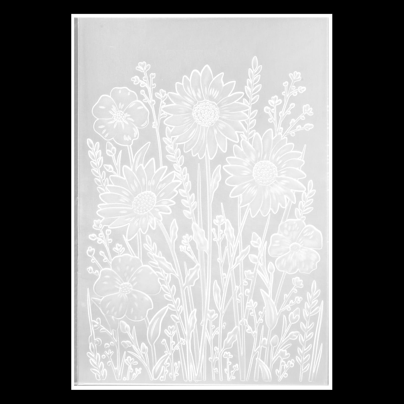 3D Daisy Flowers Embossing MSF2 Folders, Leaves Background Plastic ...