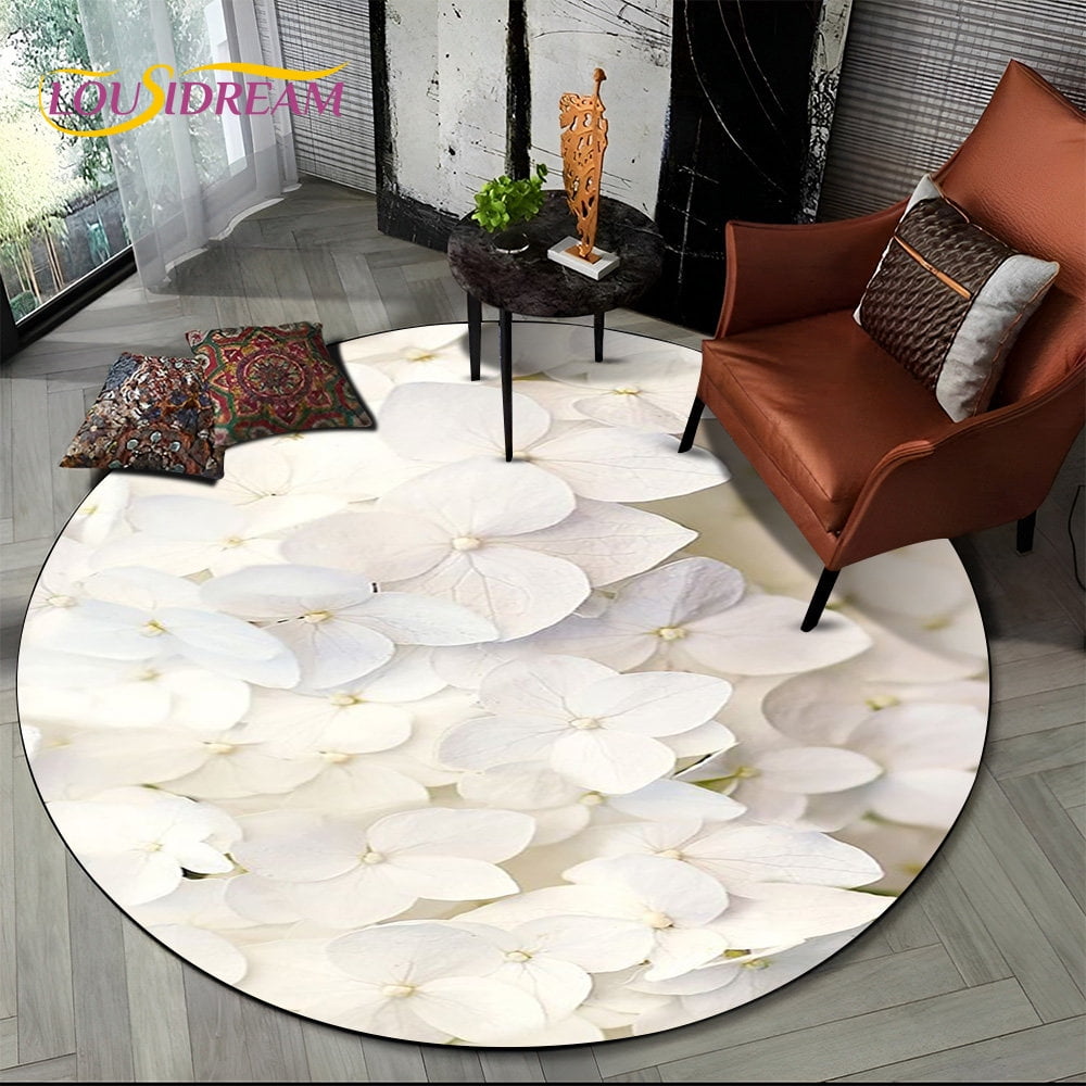 3D Daisy Nordic Flower Sunflower Round Area Rug Carpet for Living Room ...