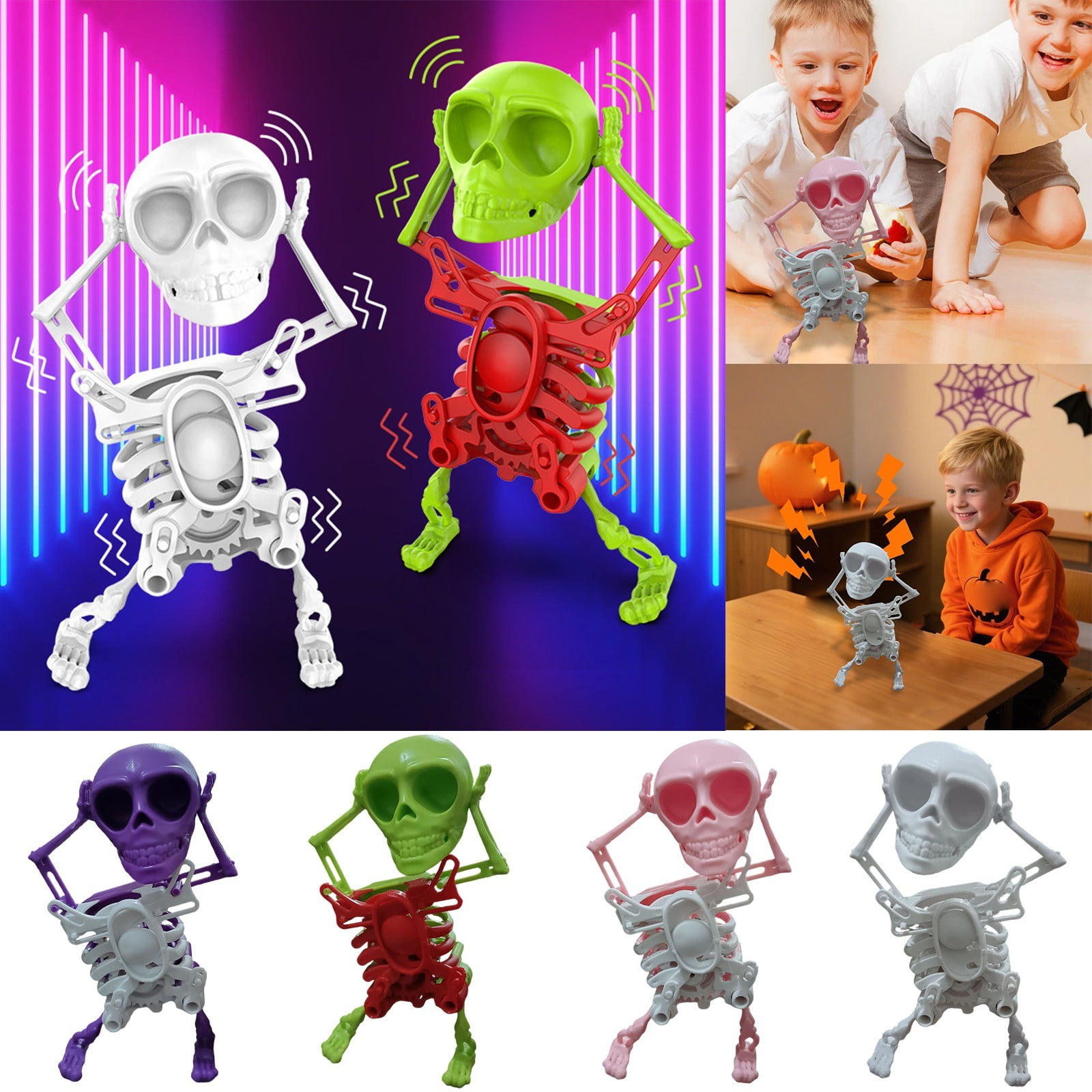 3D Dancing Skeleton Toy Clockwork Spring Self-moving Skull Swinging ...