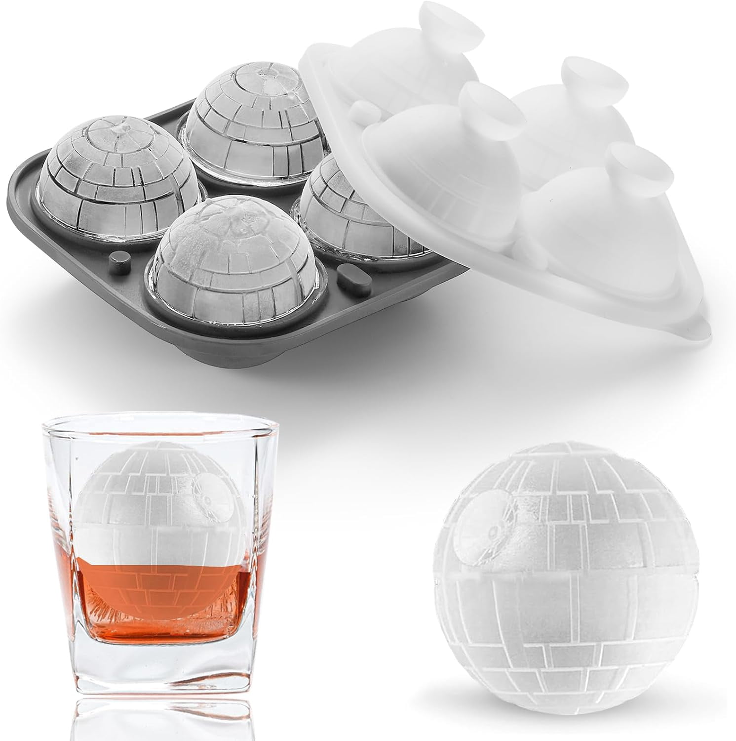 3D Death Star Ice Cube Molds, Large Silicone Fun Shapes Bourbon Gifts ...