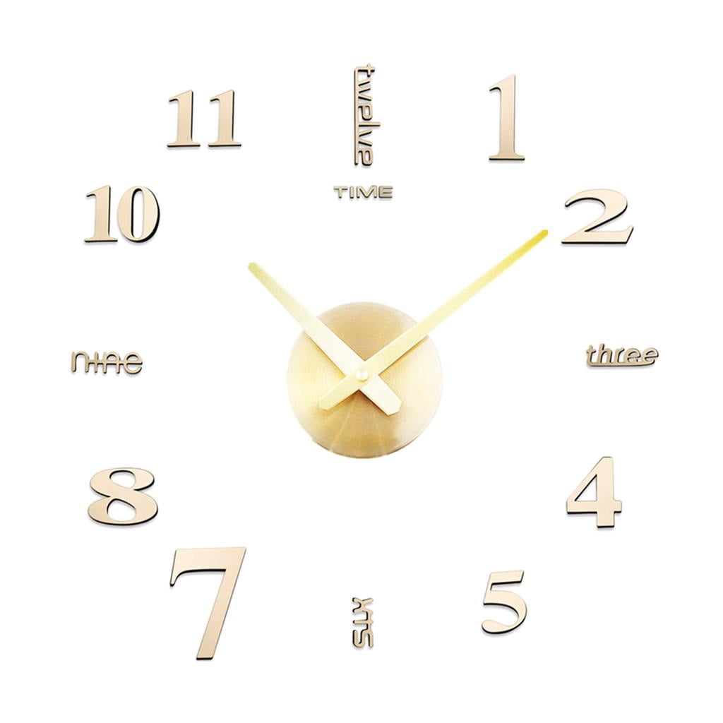 3D Decorative Sticker Wall Clock Large Modern Roman Numerals Oversized ...