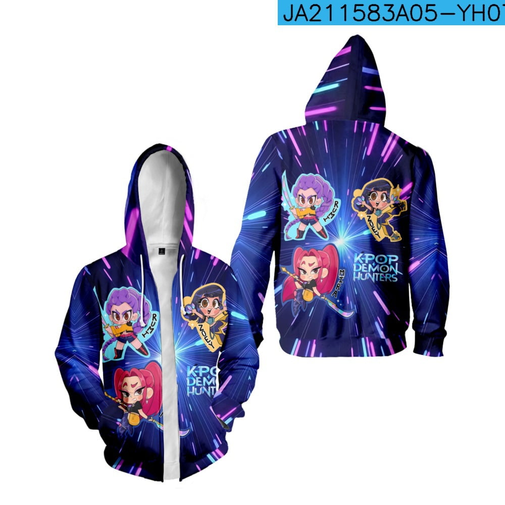 3D Demon Movie Hunters Fashion Pullover Hooded Zip Sweater - Walmart.com