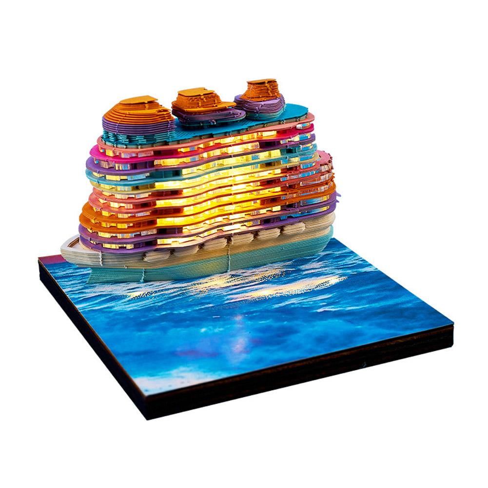 3D Desk Calendar 2026,Boat Sculpture 3D Tear-away Calendar w LED Lights ...