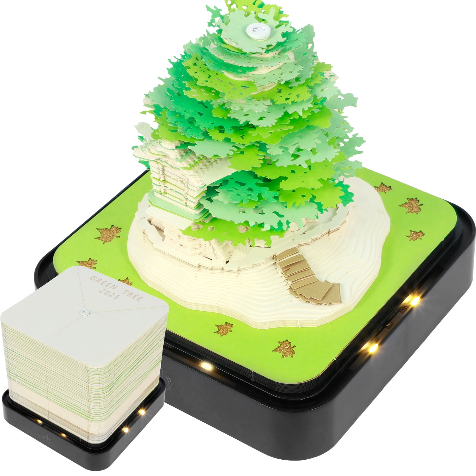 3D Desk Calendar Creative Calendar Memo Pad with LED Light Tear-Away 3D ...