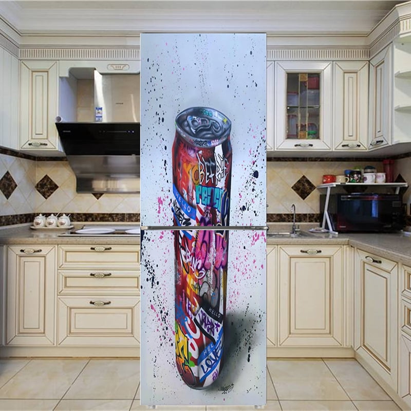 3D Detachable Refrigerator Mural Sticker PVC Waterproof Self-adhesive ...