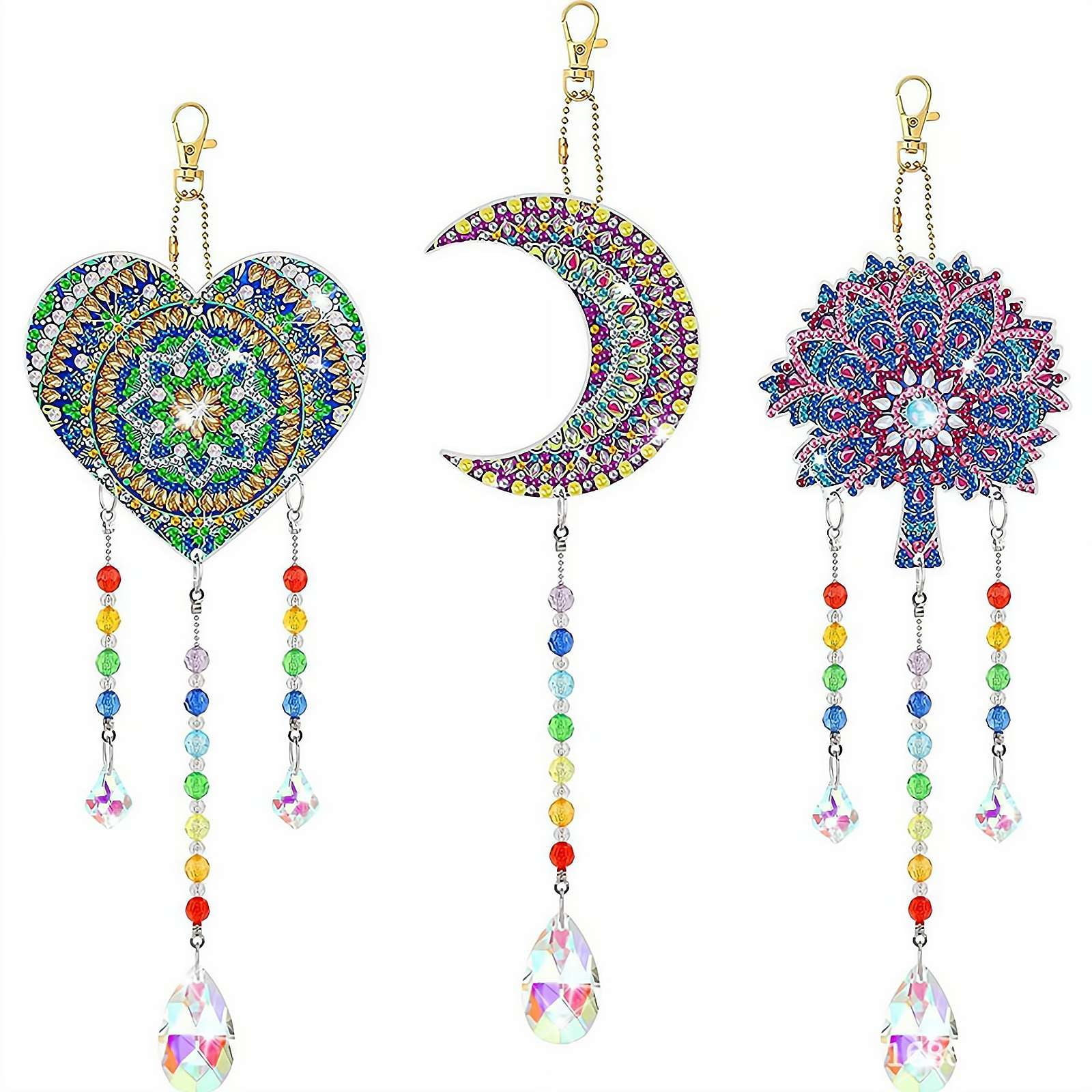 3D Diamond Art Painting Wind Chime,DIY Painted Sun Catcher Art Wind Chime Kit,Butterfly Crystal ...