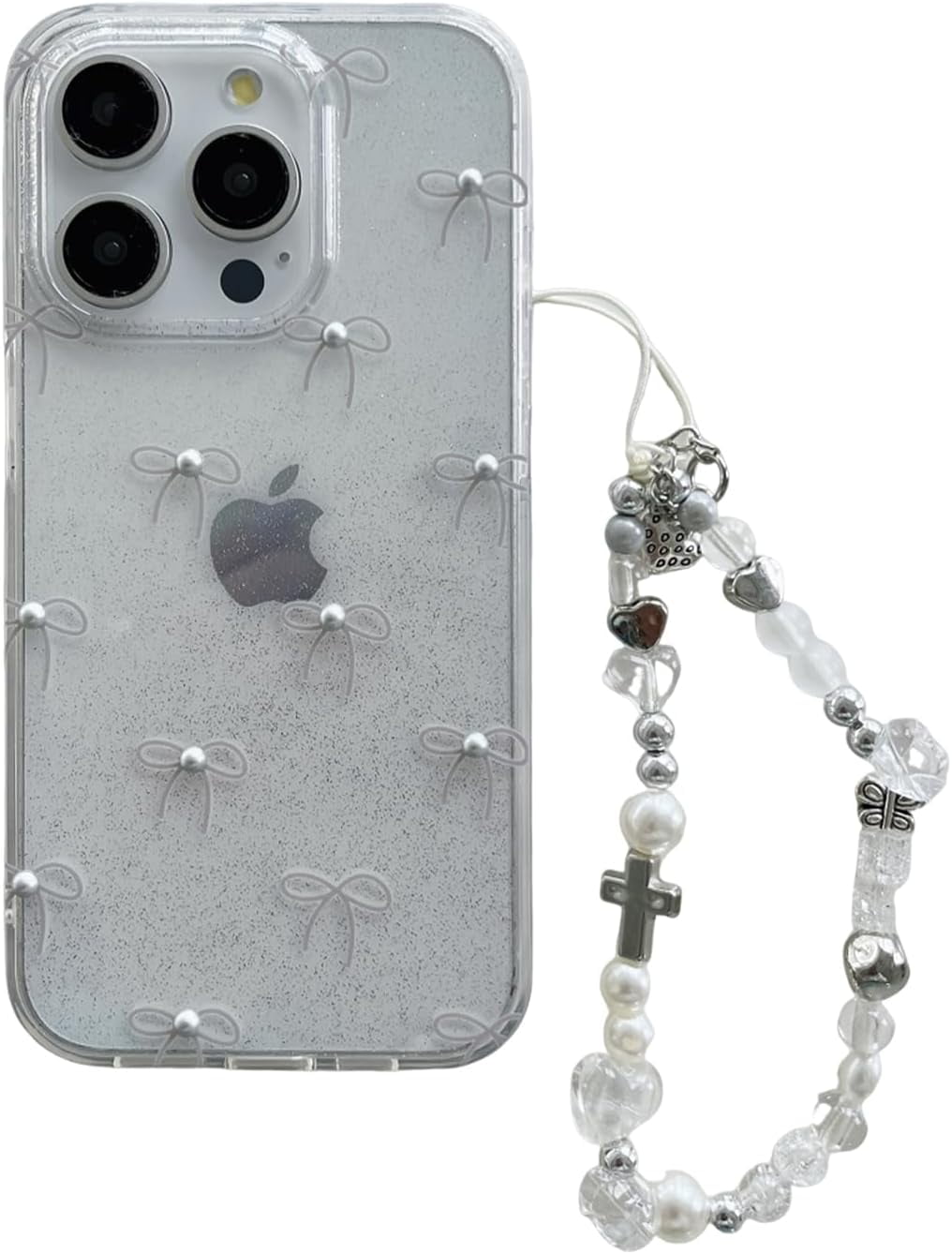 3D Diamond Clear Glitter Bow Case with Chain for iPhone 13 Pro Max,Chic ...