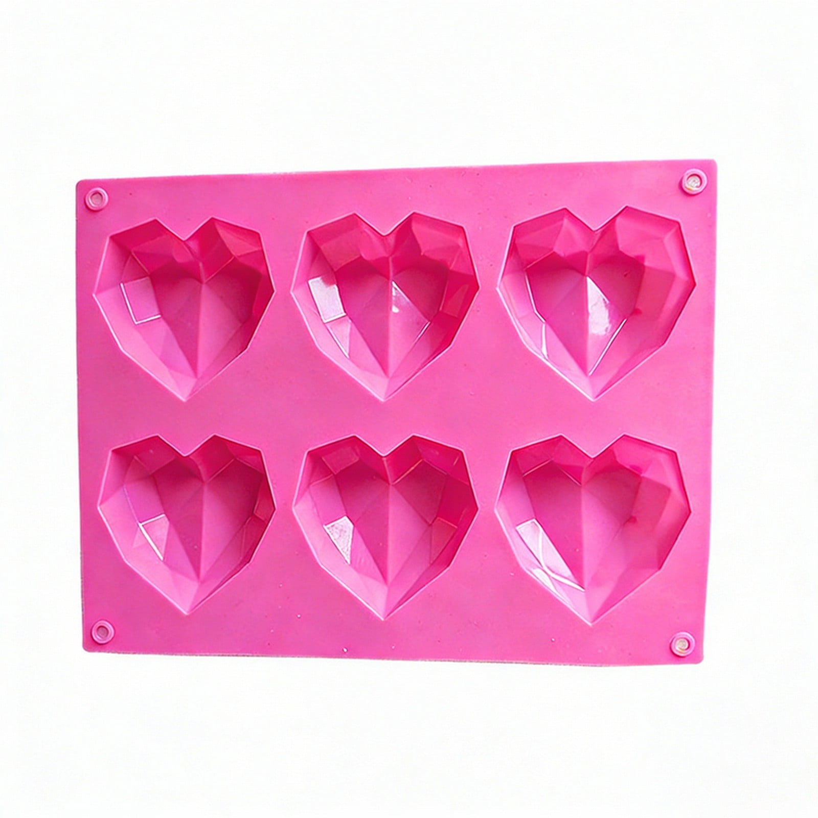 3D Diamond Heart Silicone Mold for Chocolate, 6 Cavities Easy Demold ...