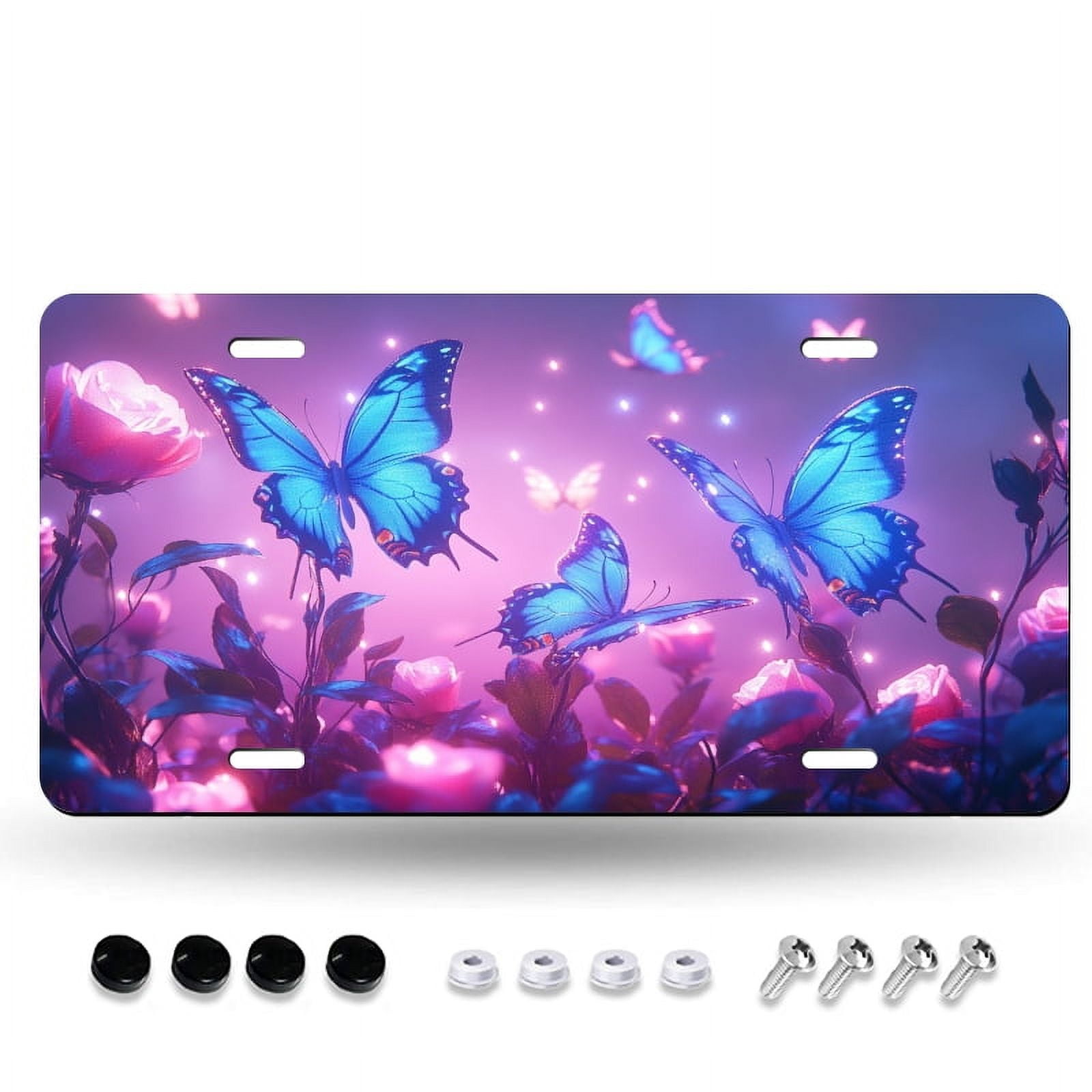 3D Diamond Painting of Butterflies License Plate Frame, Decorative ...