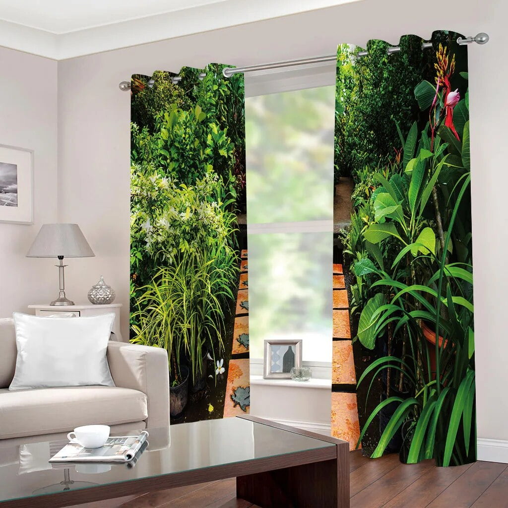 3D Digital Pirnting Cave Waterfall Beautiful Nature Window Curtain for ...