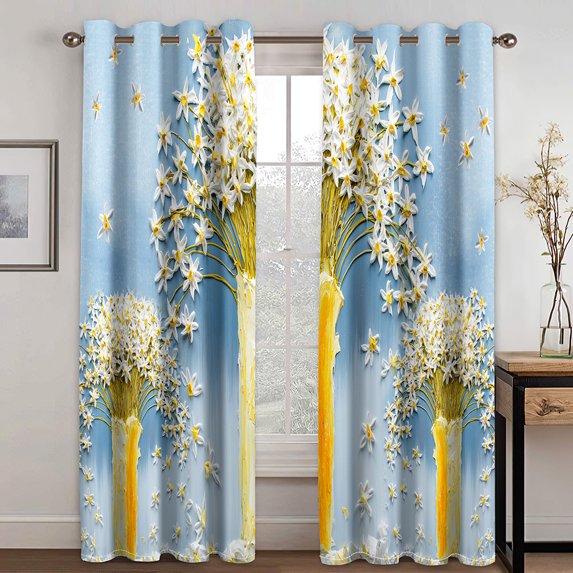 3D Digital Printed Flower Design Curtains for Home Polyester Curtains ...