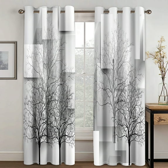 3D Digital Printed Green Background Tree Forest Curtain for Bedroom ...