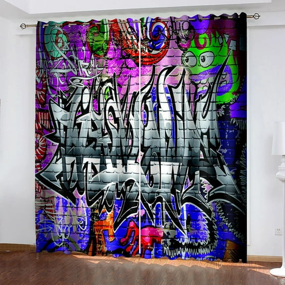 3D Digital Printing Abstract Art Curtain Graffiti 3D Printing Living ...