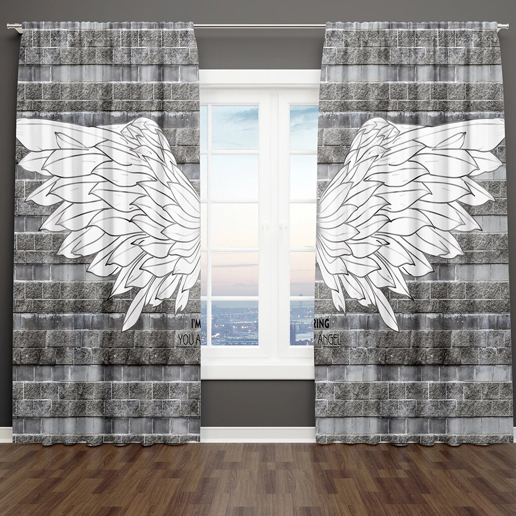 3D Digital Printing Cheap Modern Angel Wings Black and White Shading 2 ...