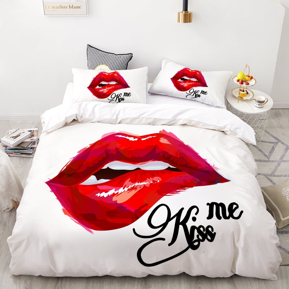 3D Digital Printing Custom Bedding Set Quilt/Duvet Cover Set Twin Full King BedClother Black and ...