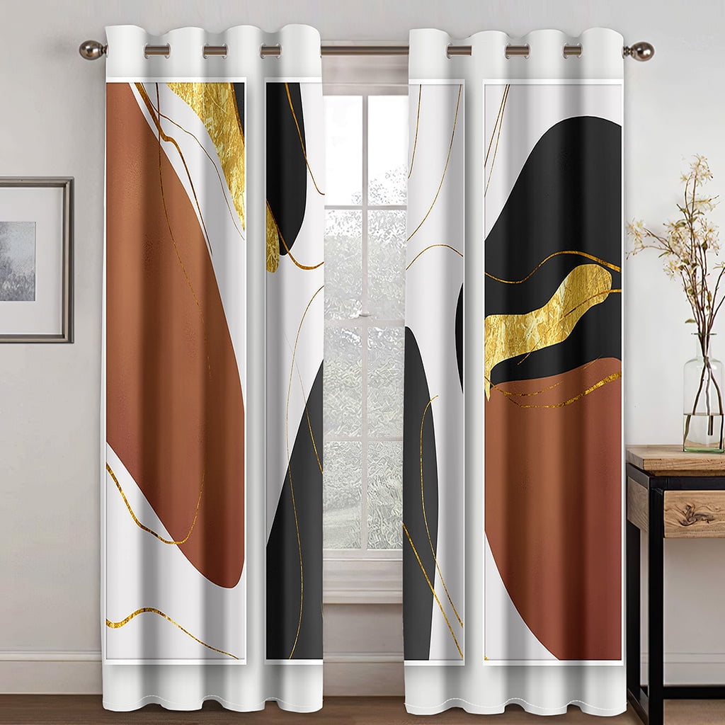 3D Digital Printing Minimalist Style Gold Texture Sunshade Curtains ...