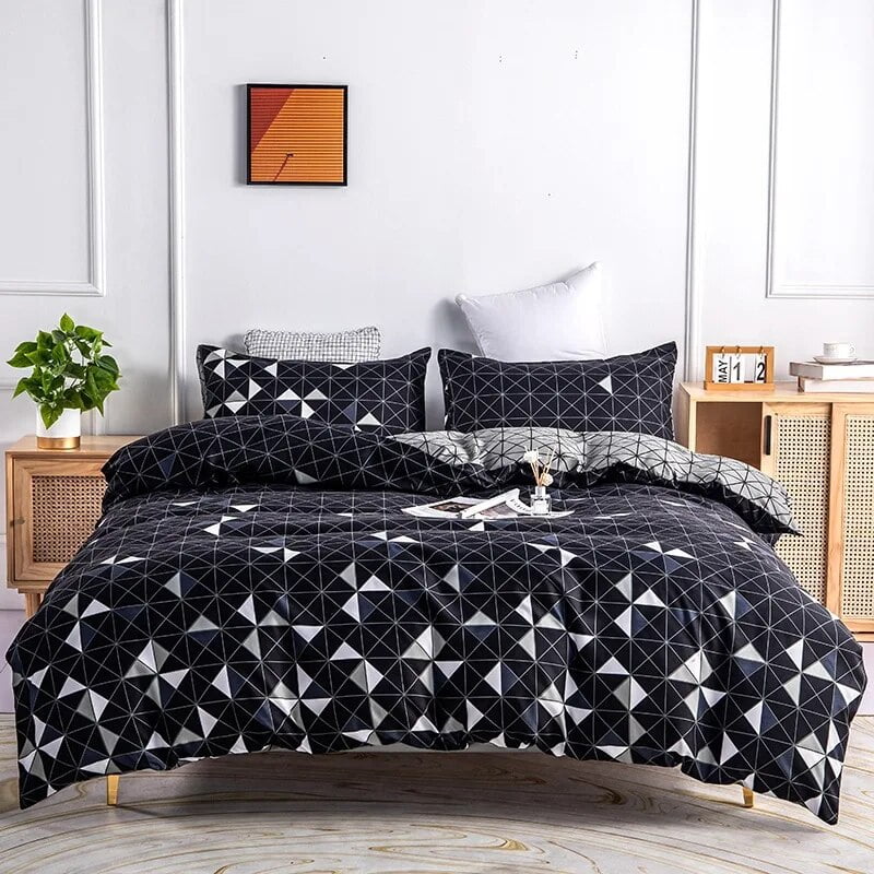 3d Digital Printing Plaid Bedding Set Queen Size Duvet Cover Creative