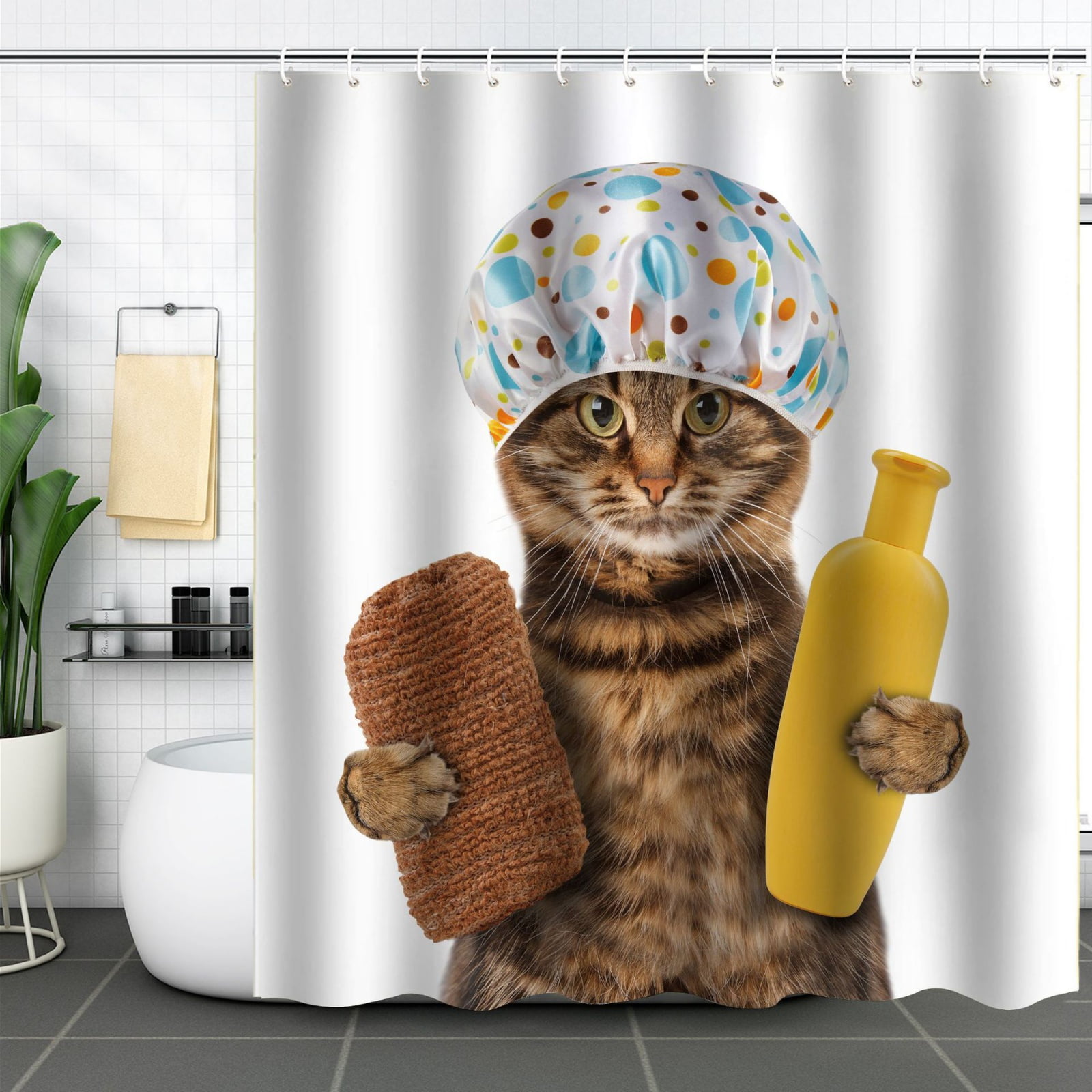 Funny Cat Shower Curtainnull
