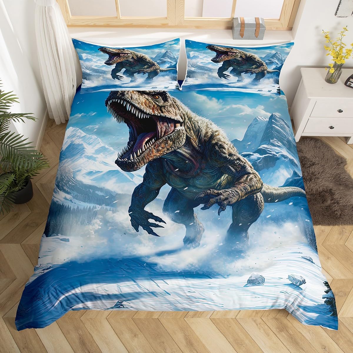 3D Dinosaur Bedding Set for Girls Boys Kids,Cute Dino Duvet Cover ...