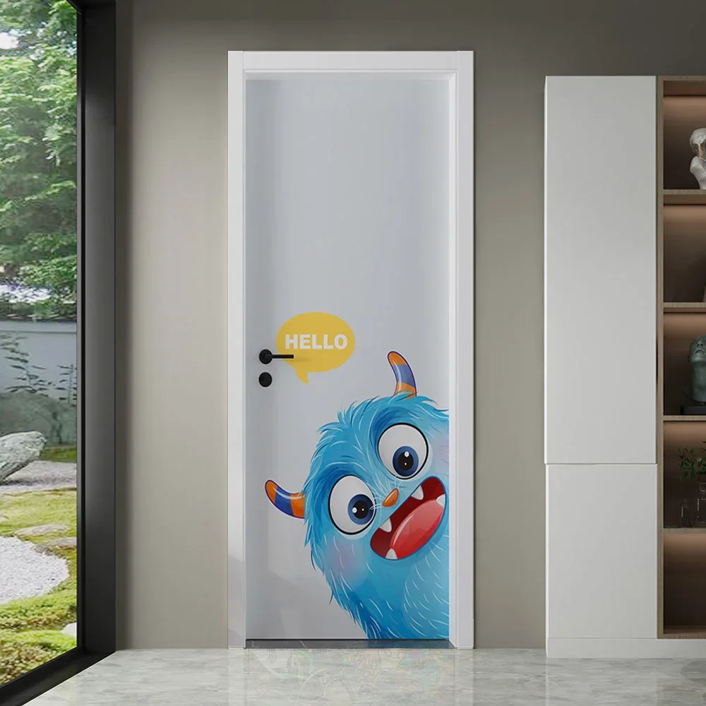 3D Dinosaur Door Stickers Cartoon Animal Wallpaper Self-Adhesive PVC ...