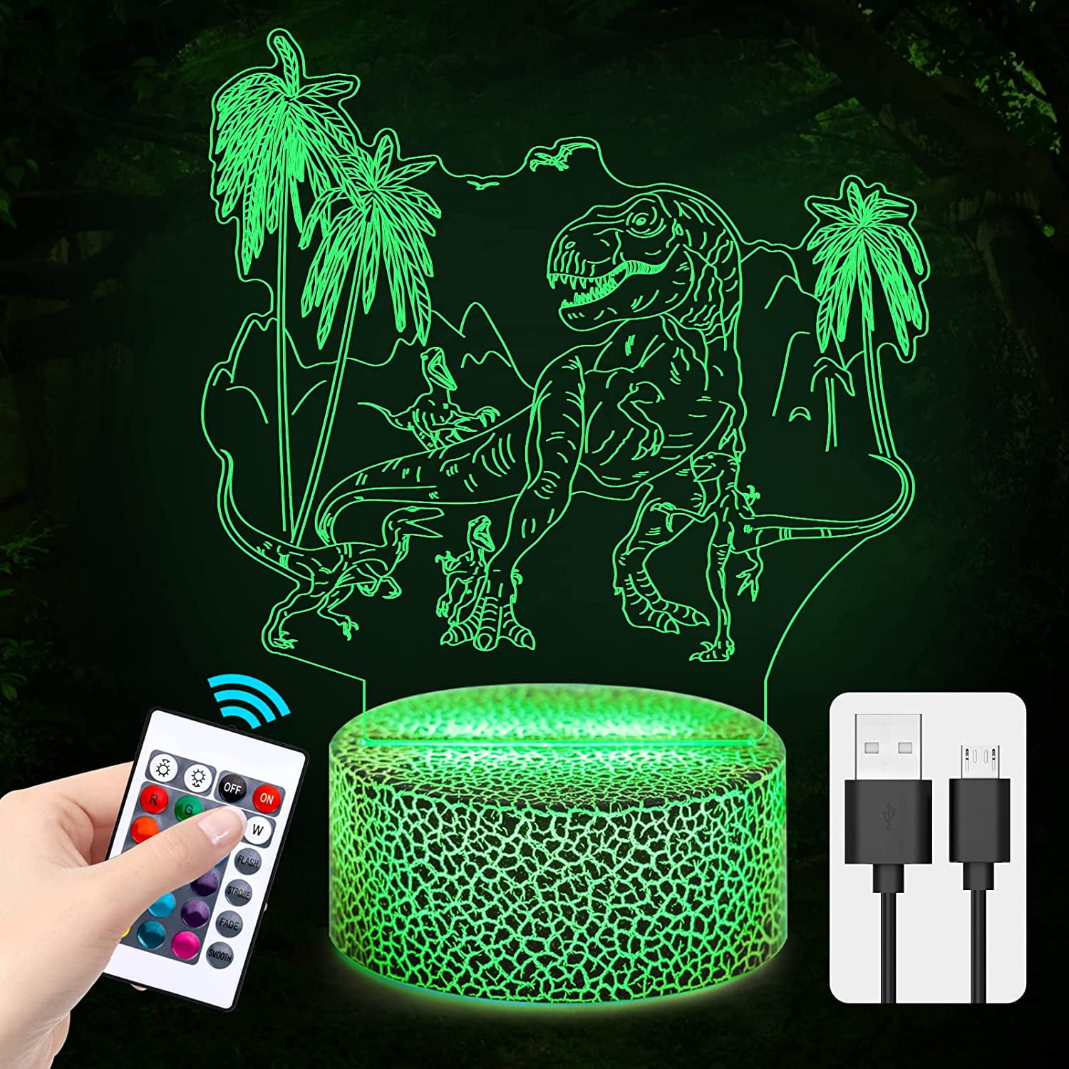 3D Dinosaur Night Light for Boys-Dinosaur Lamps for Boys Room ...