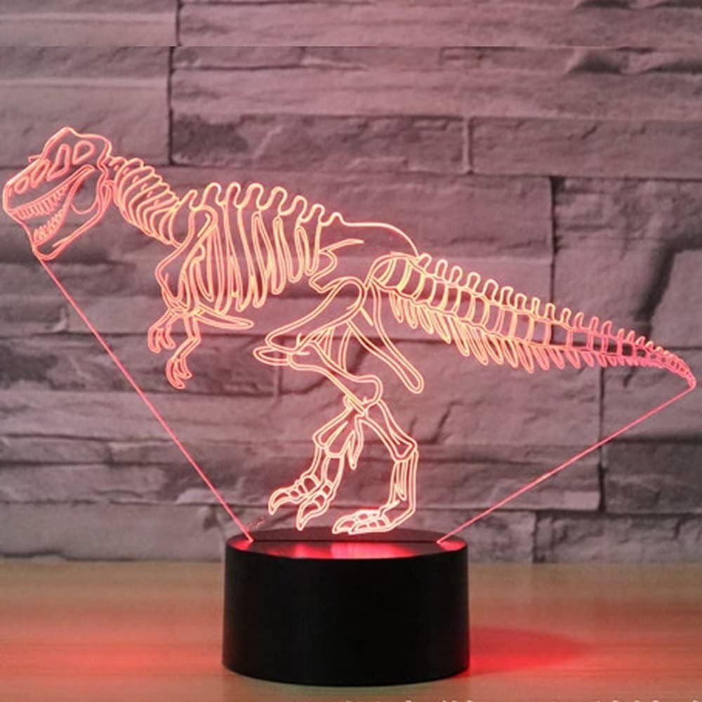 3D Dinosaur Optical Illusion Night Light, LED Table Desk Lamps,7 Colors ...