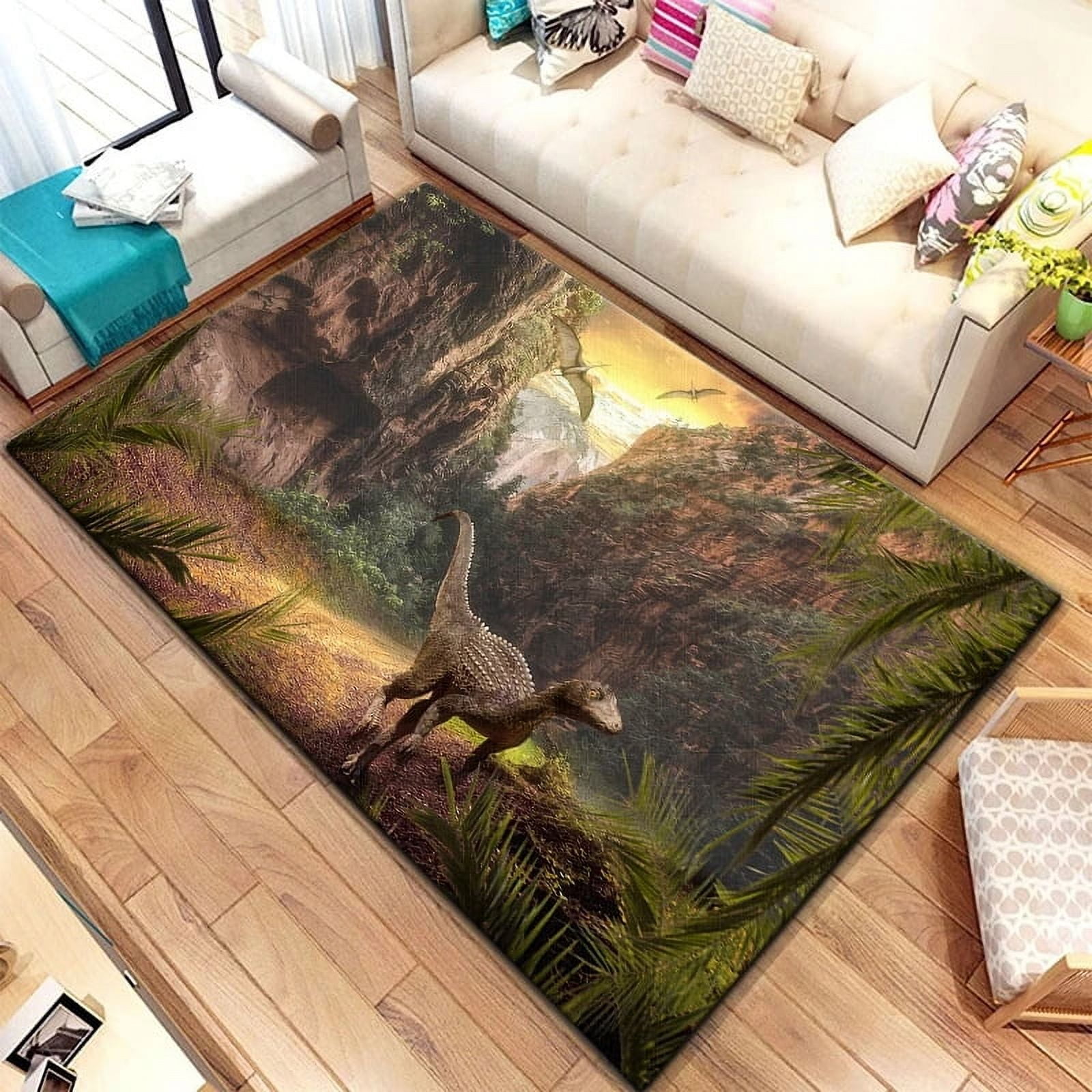 3D Dinosaur Printed Non-Slip Carpet Living Room Rugs Hallway Home r ...