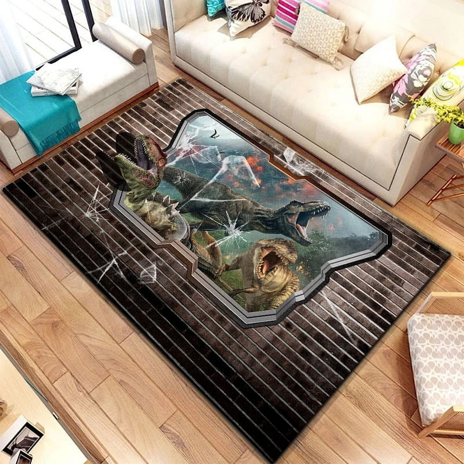 3D Dinosaur Printed Non-Slip Carpet Living Room Rugs Hallway Home r ...