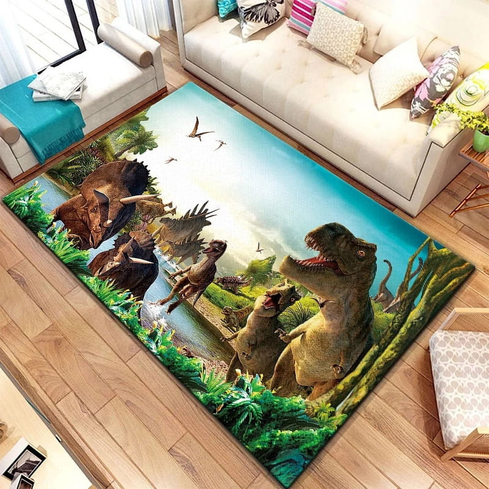 3D Dinosaur Printed Non-Slip Carpet Living Room Rugs Hallway Home r ...
