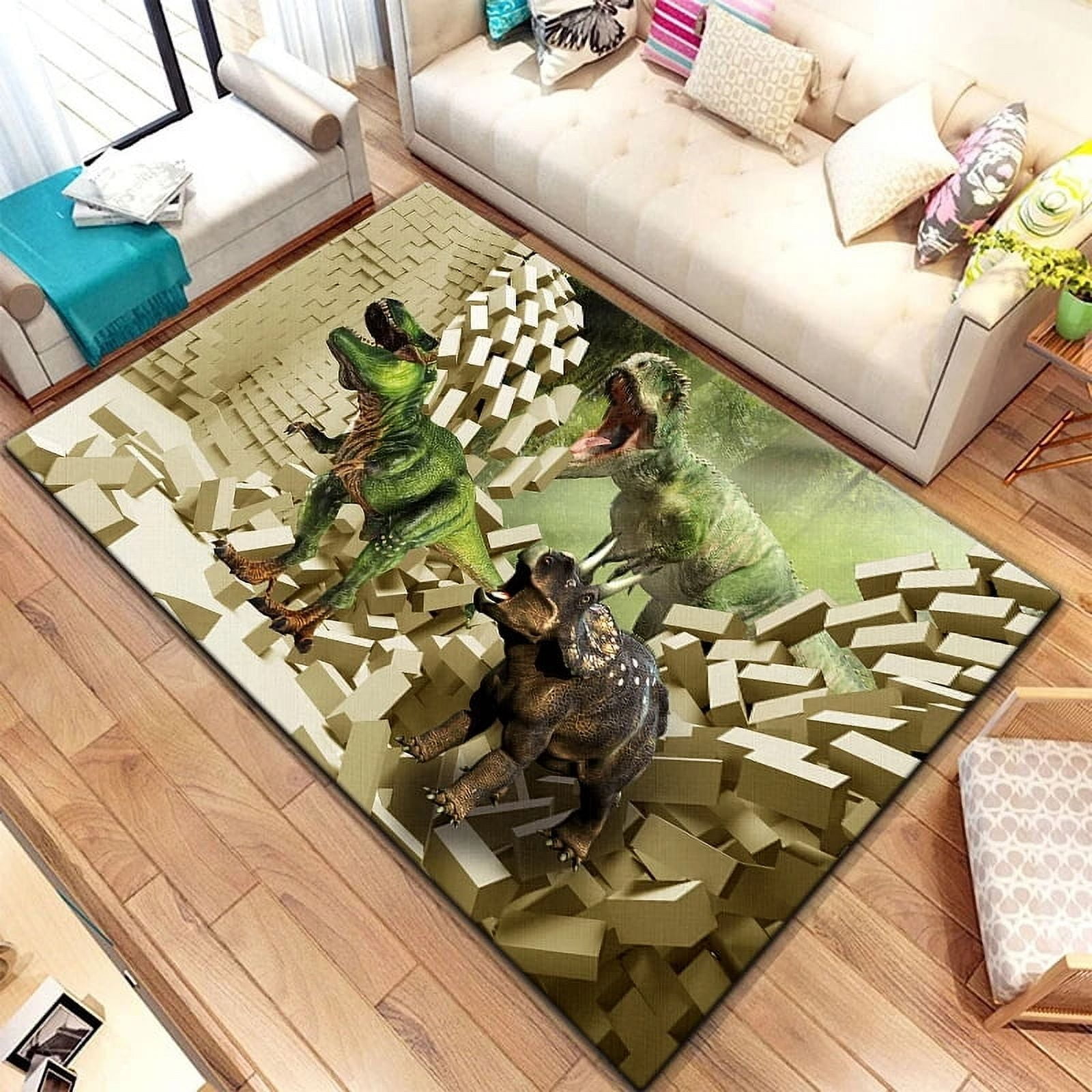 3D Dinosaur Printed Non-Slip Carpet Living Room Rugs Hallway Home r ...