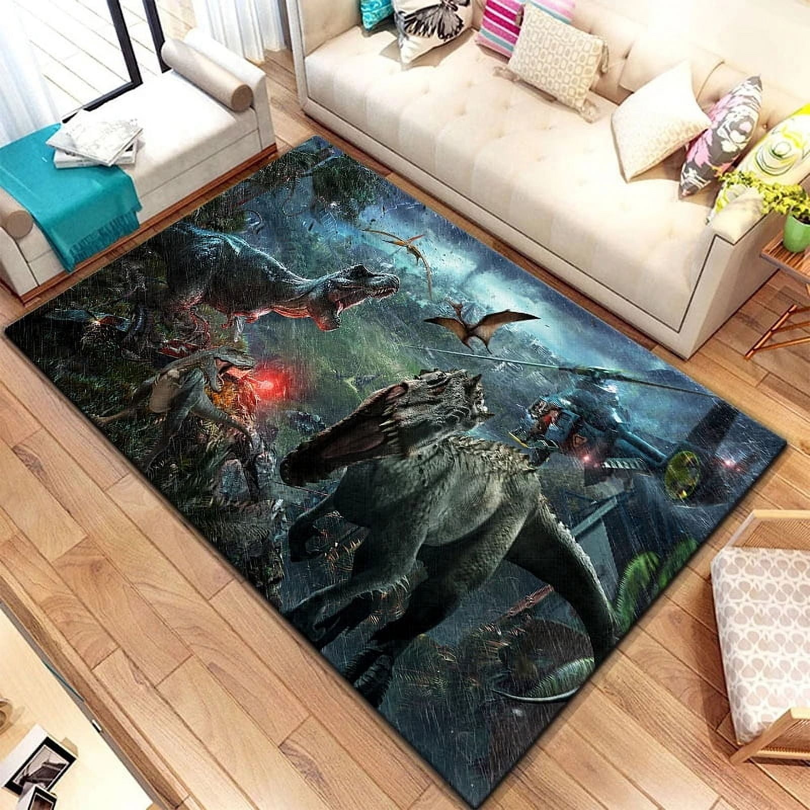 3D Dinosaur Printed Non-Slip Carpet Living Room Rugs Hallway Home r ...