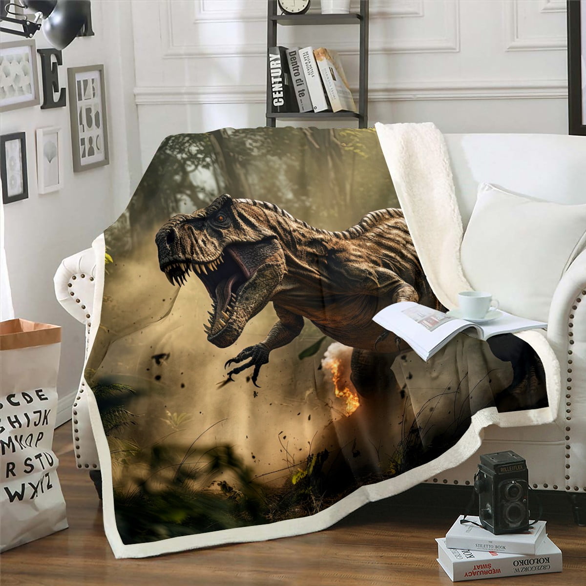 3D Dinosaur Throw Blanket Fierce Wild Animal Fleece Blanket Bedroom ...