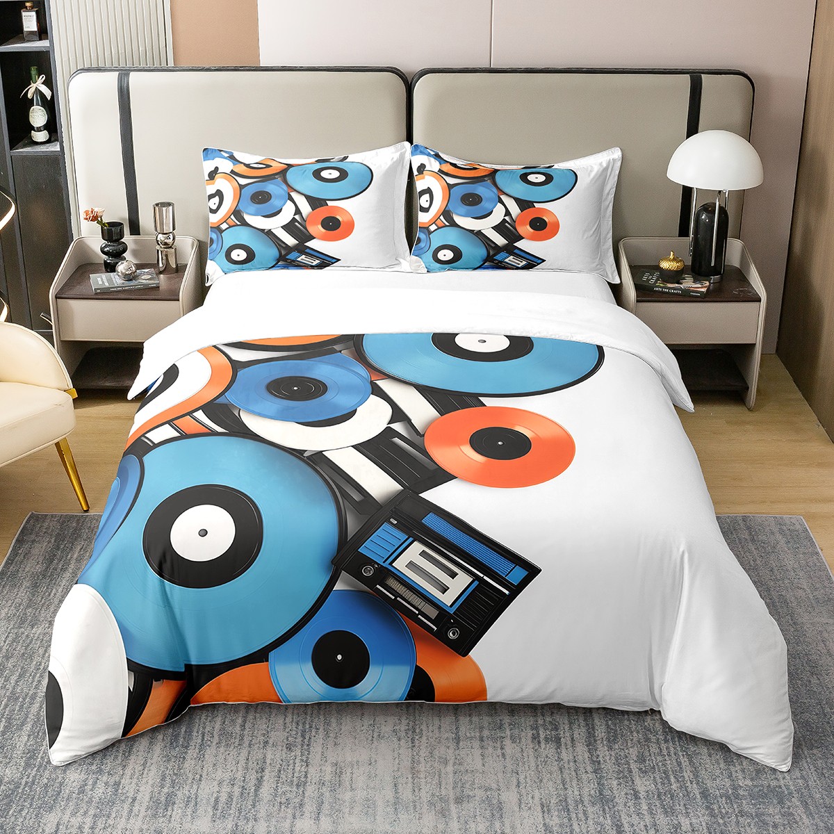 3D Disc 100% Cotton Bedding Set,Oil Painting Music Radio Duvet Cover ...