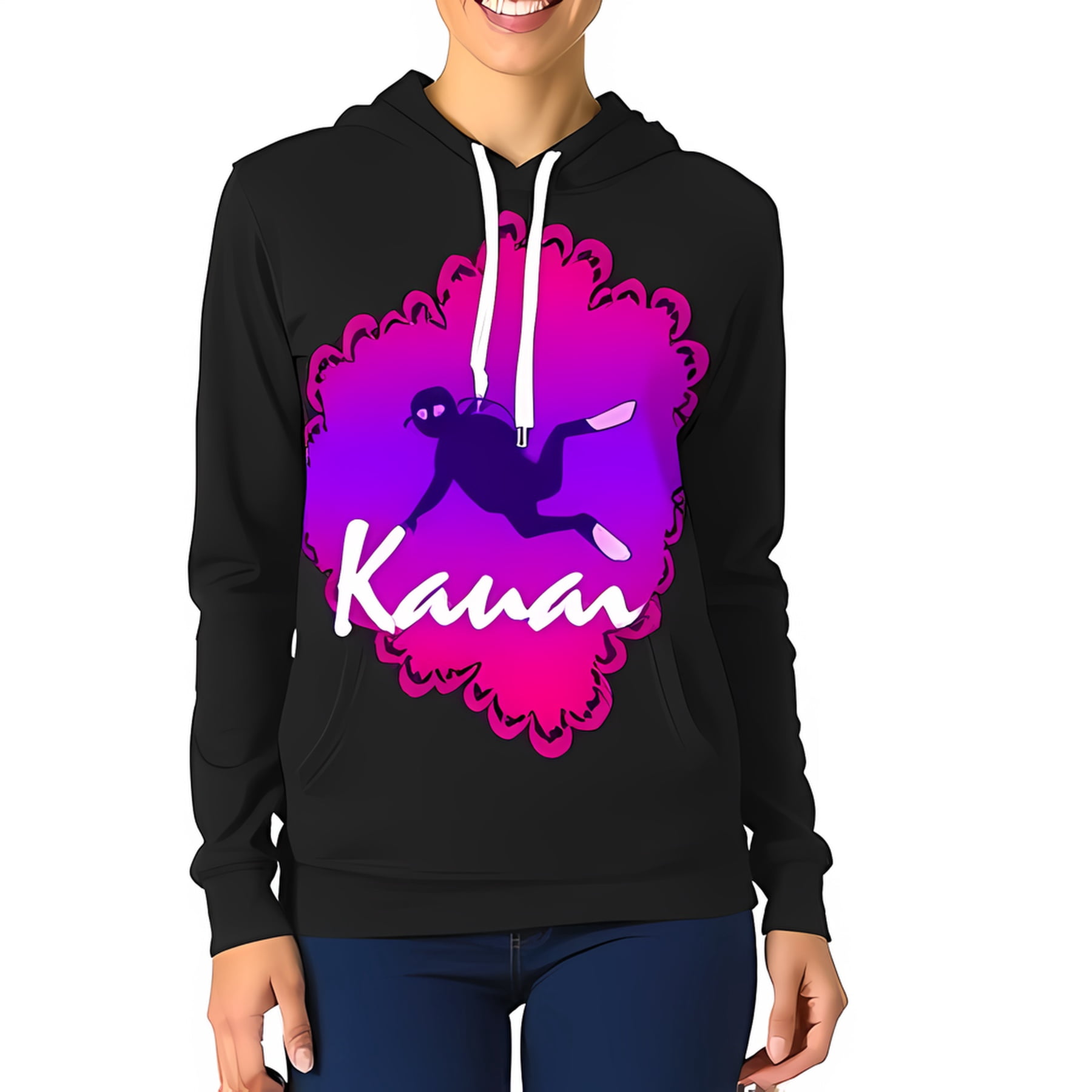 3D Diver Hoodie - Vibrant Pink & Purple Gradient Design Stylish ...