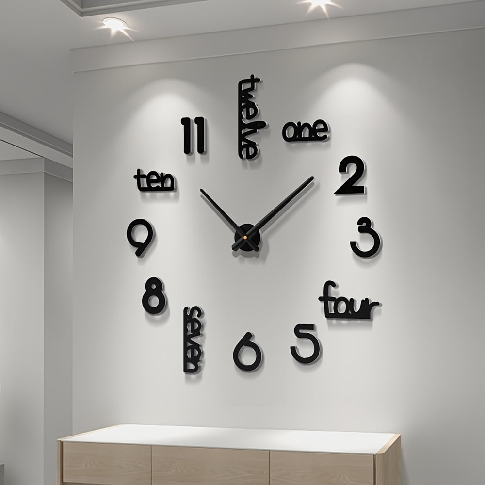 3D Diy Frameless Large Wall Clocks For Living Room Decor Modern Extra ...