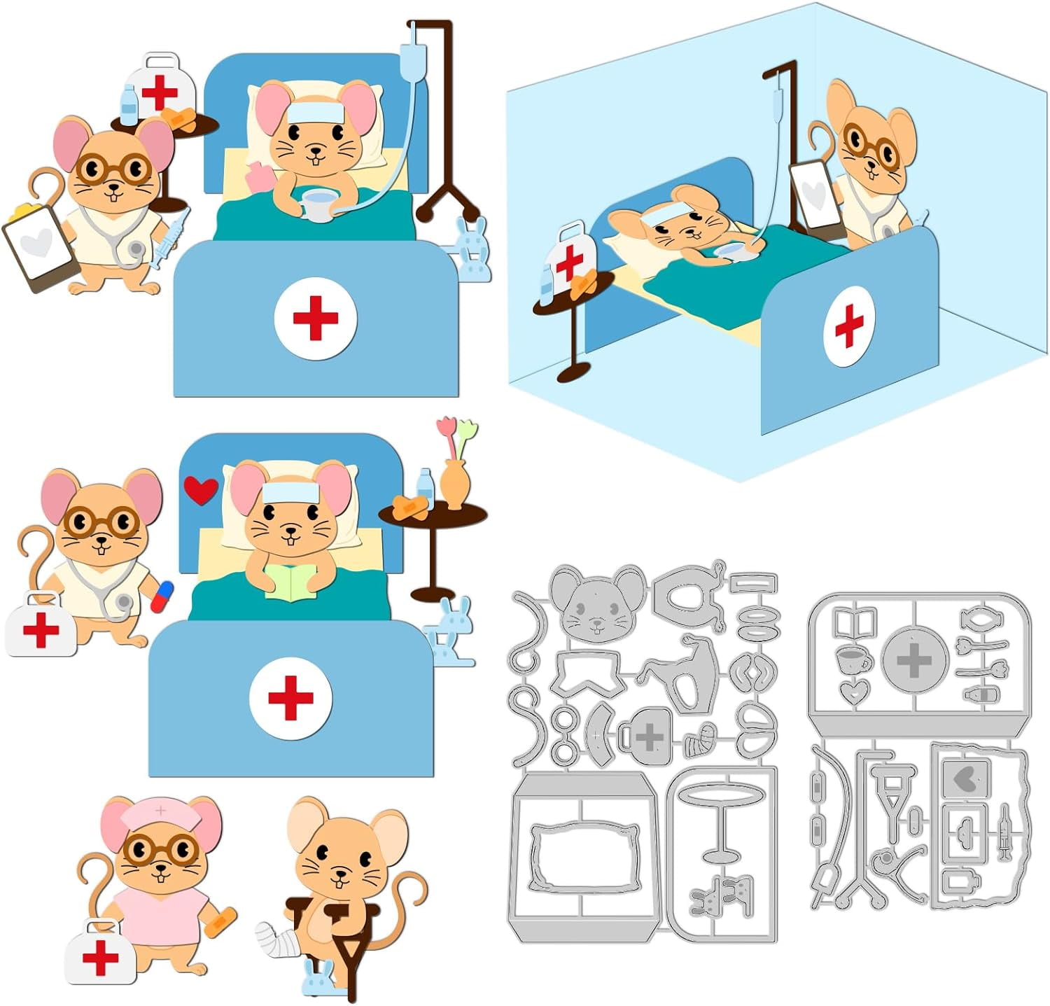 3D Doctor Mice Cutting Dies Recovery Mice Carbon Steel Cut Die Hospital ...